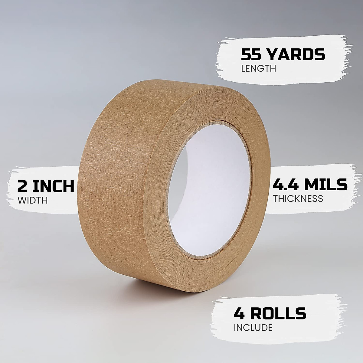 Lichamp 4 Pack Brown Painters Tape 2 inch Wide, Medium Adhesive Brown Masking Tape Bulk Multi Pack, 2 inch x 55 Yards x 4 Rolls (220 Total Yards)