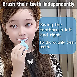 soobei Kids U-Shaped Toothbrush,Food Grade Soft Silicone Brush Head, 360° Oral Teeth Cleaning Design for Toddlers and Children(2-6Ages,Blue)