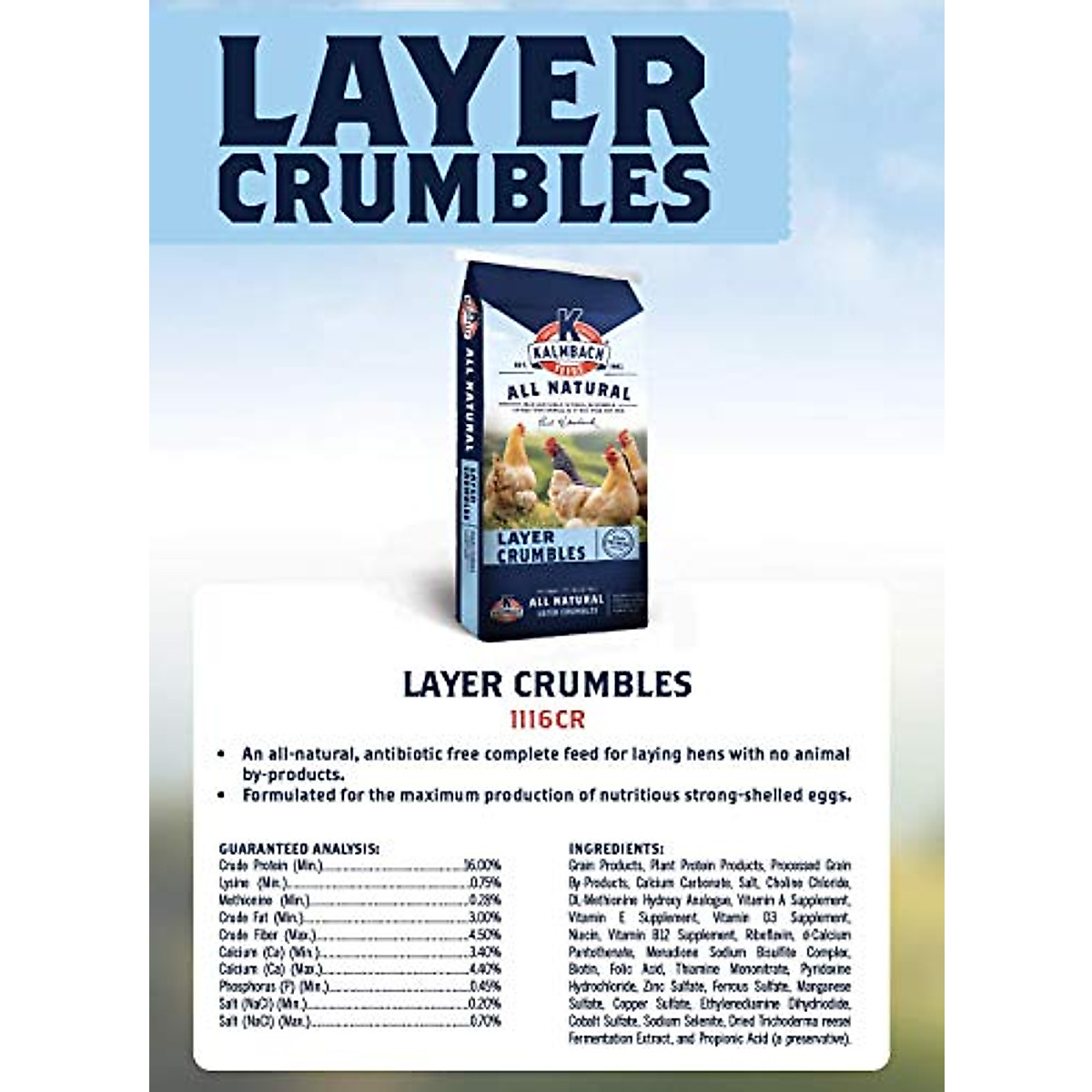 Kalmbach Feeds All Natural Layer Crumble, 50 Lb