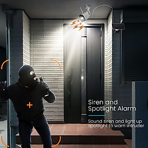 Security Cameras Wireless Outdoor, 2K Solar Powered Outdoor Security Cameras with Spotlight & Siren, 2.4G WiFi Wireless Surveillance Cameras for Home Security, 3MP Color Night Vision/2-Way Talk/ IP65