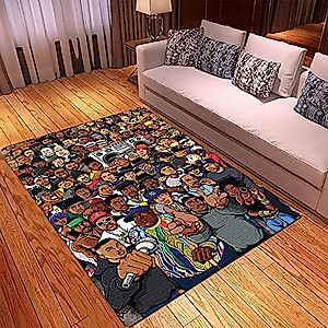 Rappers Hip Hop Music Area Rugs - Rappers Carpet Non-Slip Play Area - Hip Hop Doormat Bedroom Bathroom Living Room Rug Music Washable 3x5 4x6 Rug - Personalized Area Rug Studio Decor Dining Room Music