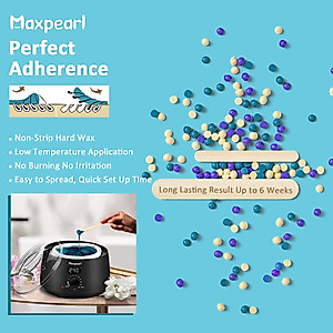 Maxpearl Home Digital Waxing Kit - 7 Packs of Hard Wax Beads for All Over Body Hair Removal + Digital Wax Warmer + Waxing Applicators