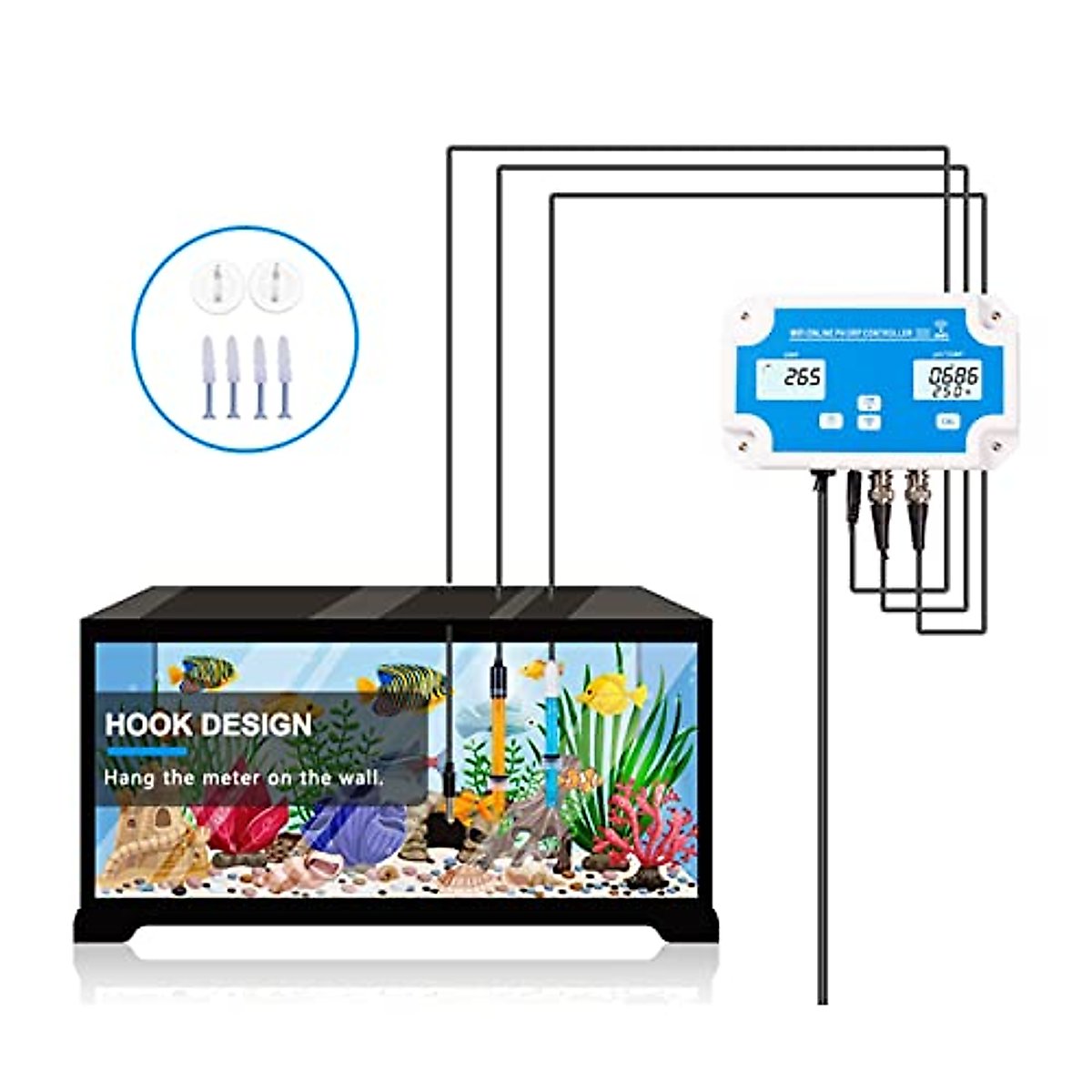 Fdit Digital Water Quality Meter, Automatic Storage Wide Applications Water Quality Monitoring Kit High Accuracy for Water Source (US Plug 110V)