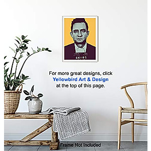 Johnny Cash Folsom Prison Mugshot Poster - 8x10 Andy Warhol Pop Art Wall Art Sign - Cool Unique Modern Home Decor for Living Room, Bedroom, Office - Gift for Country Music, Nashville Fans, Men, Women