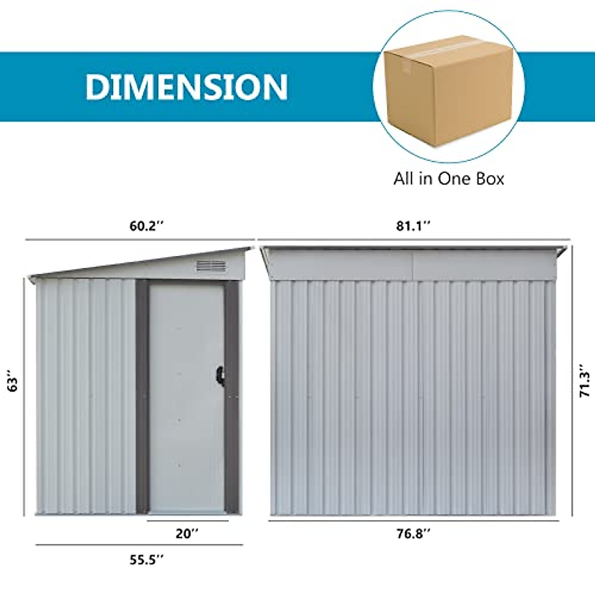 5' x 7' Outdoor Storage Shed, Metal Sheds & Outdoor Storage with Lockable Door and Vents, Garden Shed Tool Storage Shed for Backyard Patio Lawn, White