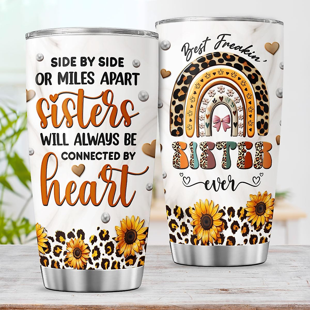 HUBUPU Cups Sisters Soul Tumblers From, Tumbler 20 Oz With Lid And Straw, Sister Gifts, Best Freakin Sister
