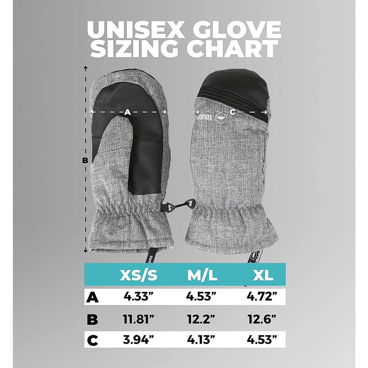 Tough Outdoors Winter Ski Mittens for Women & Men - Snow Mittens Cold Weather - Warm Insulated Waterproof Snowboard Gloves