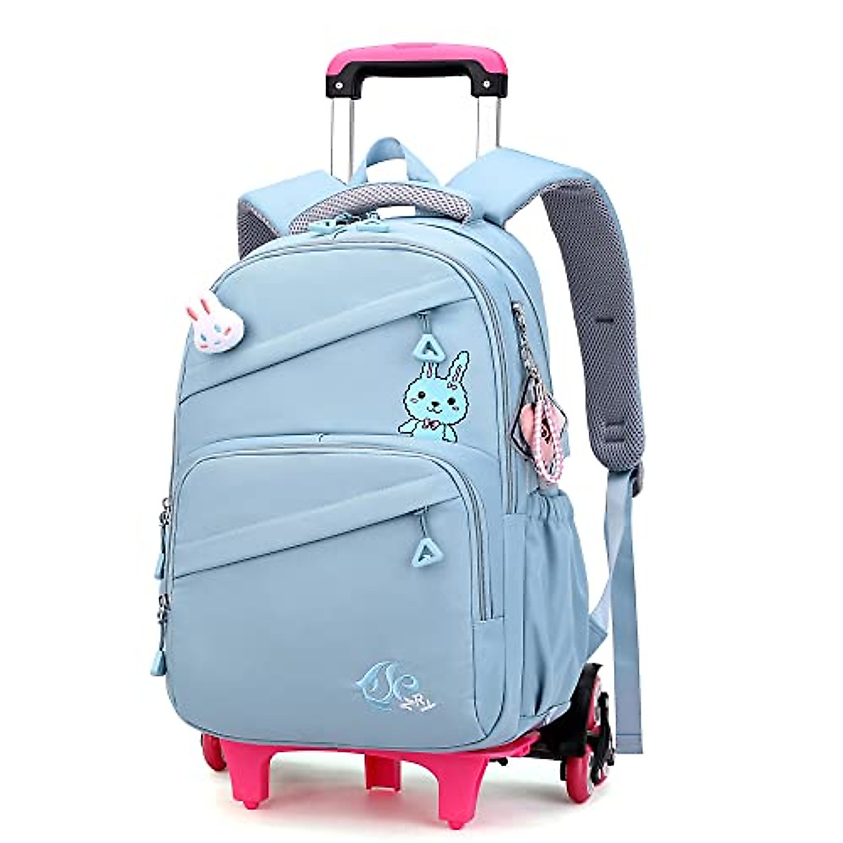 Rolling Backpack for Girls Trolley BookBag with Wheels Elementary and Middle School Luggage Travel Bag