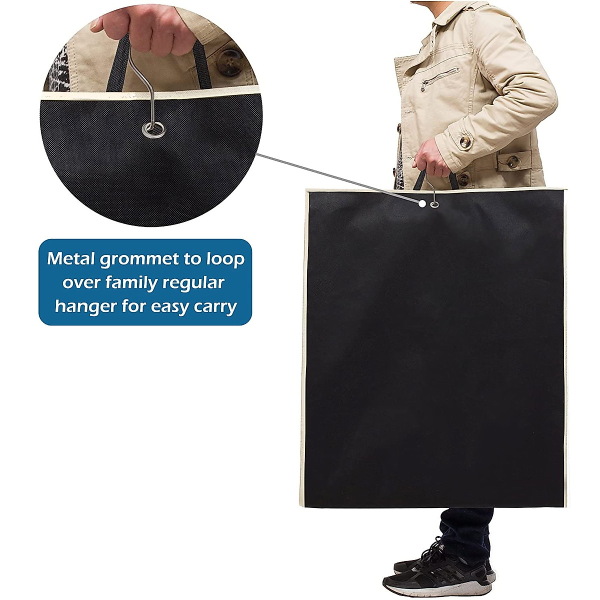 MISSLO Gusseted 60" Suit Dress Garment Bag with Clear Window Zipper Pocket Long Garment Cover (Black)