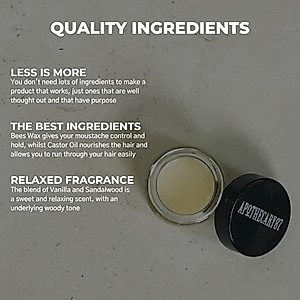 Apothecary 87 Moustache Wax | Premium Formulation With Plant Extracts | Natural Finish, Medium Hold, Medium Weight | Moustache Styling Wax | 15ml