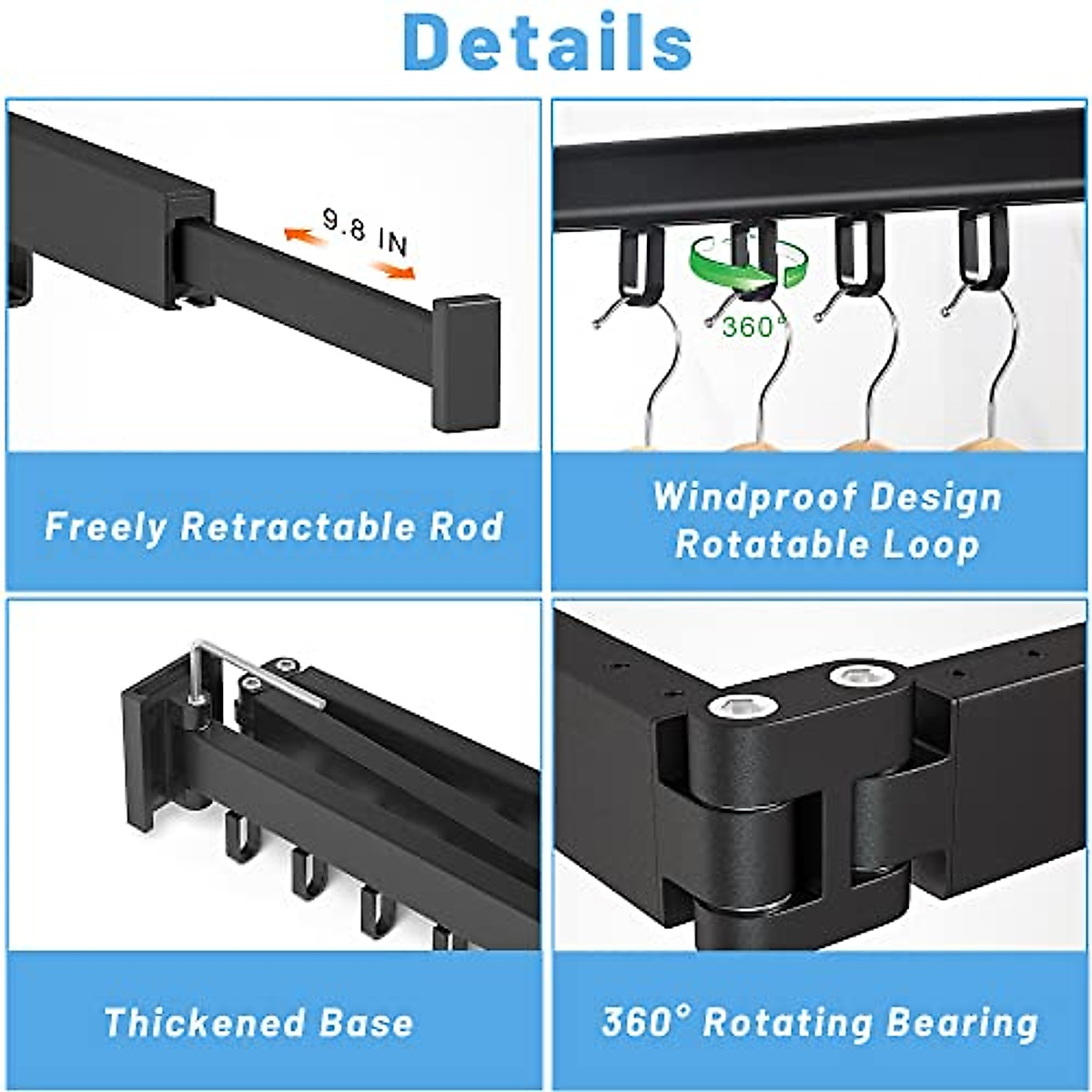 WSIGHT Wall Mounted Drying Rack Laundry Clothes Hanging Rack Collapsible Retractable for Laundry Room Organization, Balcony, Wardrobe, Bathroom (3 Poles)