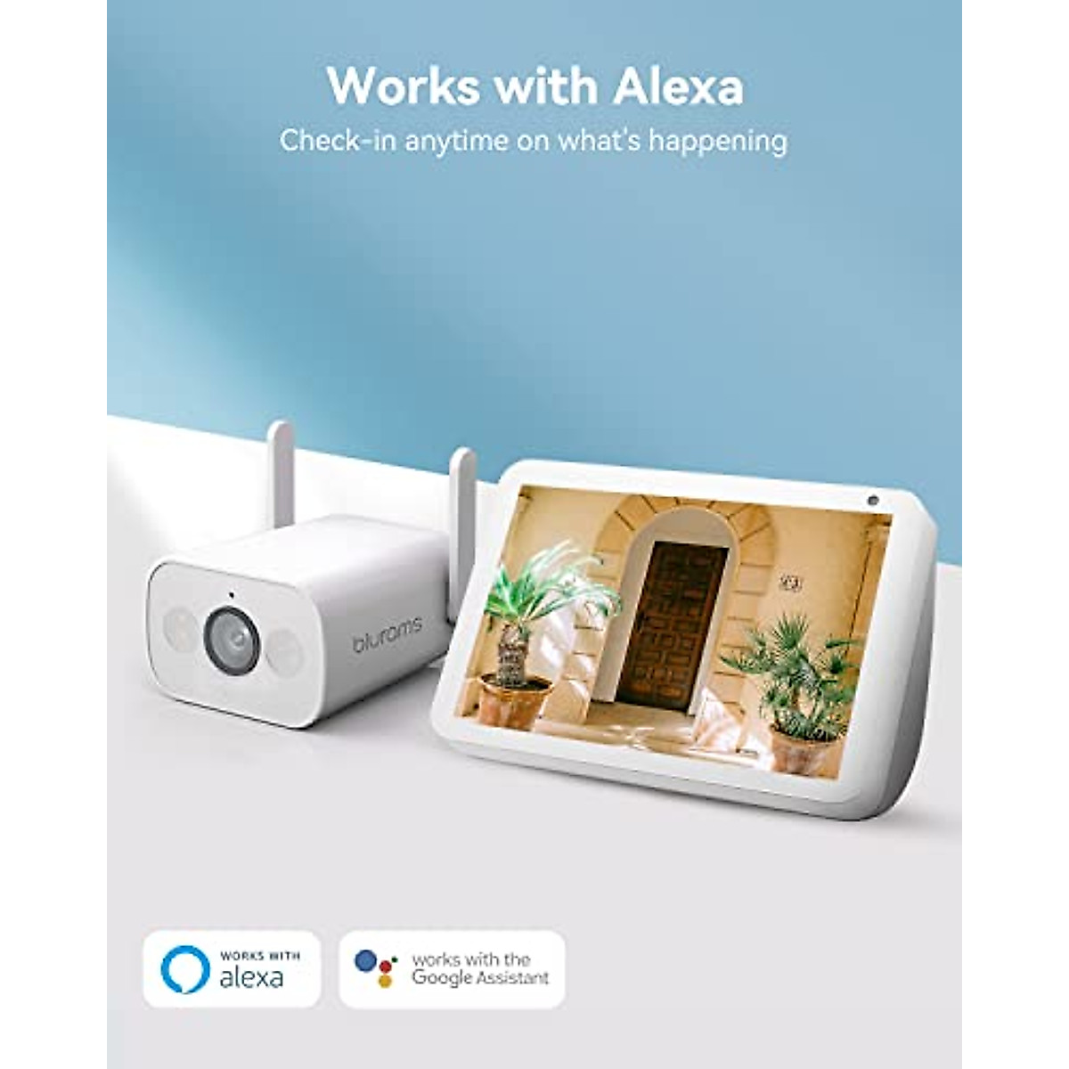 blurams Security Camera Outdoor, 3MP Outdoor Camera w/Color Night Vision, Two-Way Audio, IP66 Weatherproof and Spotlight Siren Alarm, Compatible with Alexa&Google Assistant