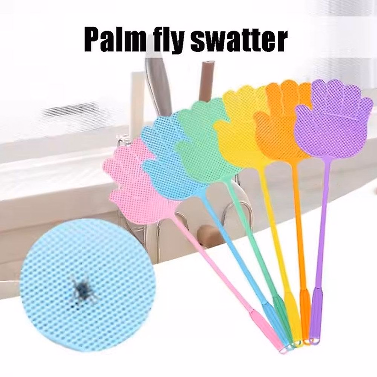 6PACK Fly Swatter,Funny Hand Shaped Fly Swatters,Heavy Duty Manual Fly Swatter,Long Handle Flyswatter,Multi-Functional Swatter,Indoor Flyswatter,Fly Swatters for Home Indoor Outdoor Classroom