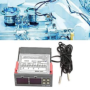 Jeanoko STC-3008 50/60Hz Dual Display Dual NTC Probe Sensor 10A -50°C-70°C Digital Temperature Thermostat Controller (110~220V)