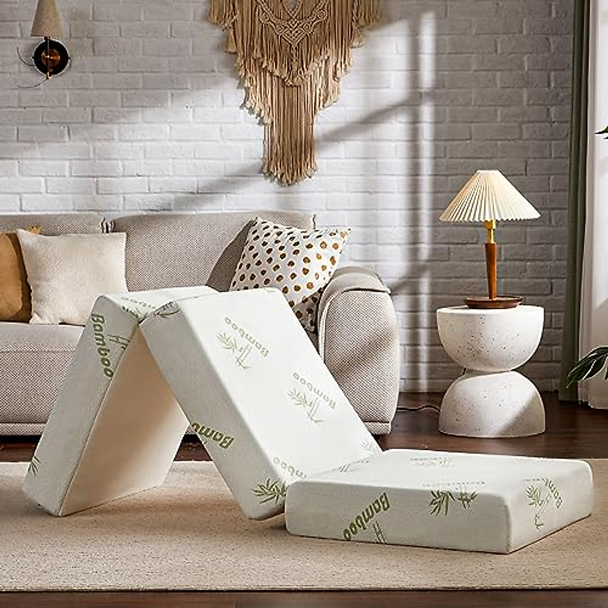 SINWEEK Folding Mattress Single Trifold Floor Guest Bed Foldable Sleeping Mats for Adults Tri Folding Foam Camping Pad with Travel Bag and Washable Cooling Cover CertiPUR-US Certified