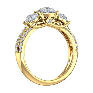 3/4 Carat 3-Stone Diamond Engagement Ring in 14K Yellow Gold - IGI Certified (Ring Size 7.5)