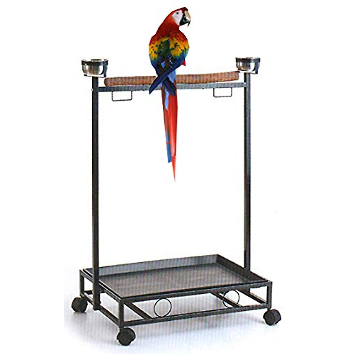 Mcage Large Wrought Iron Parrot Bird Play Stand Perch Play Gym Play Ground Rolling Stand