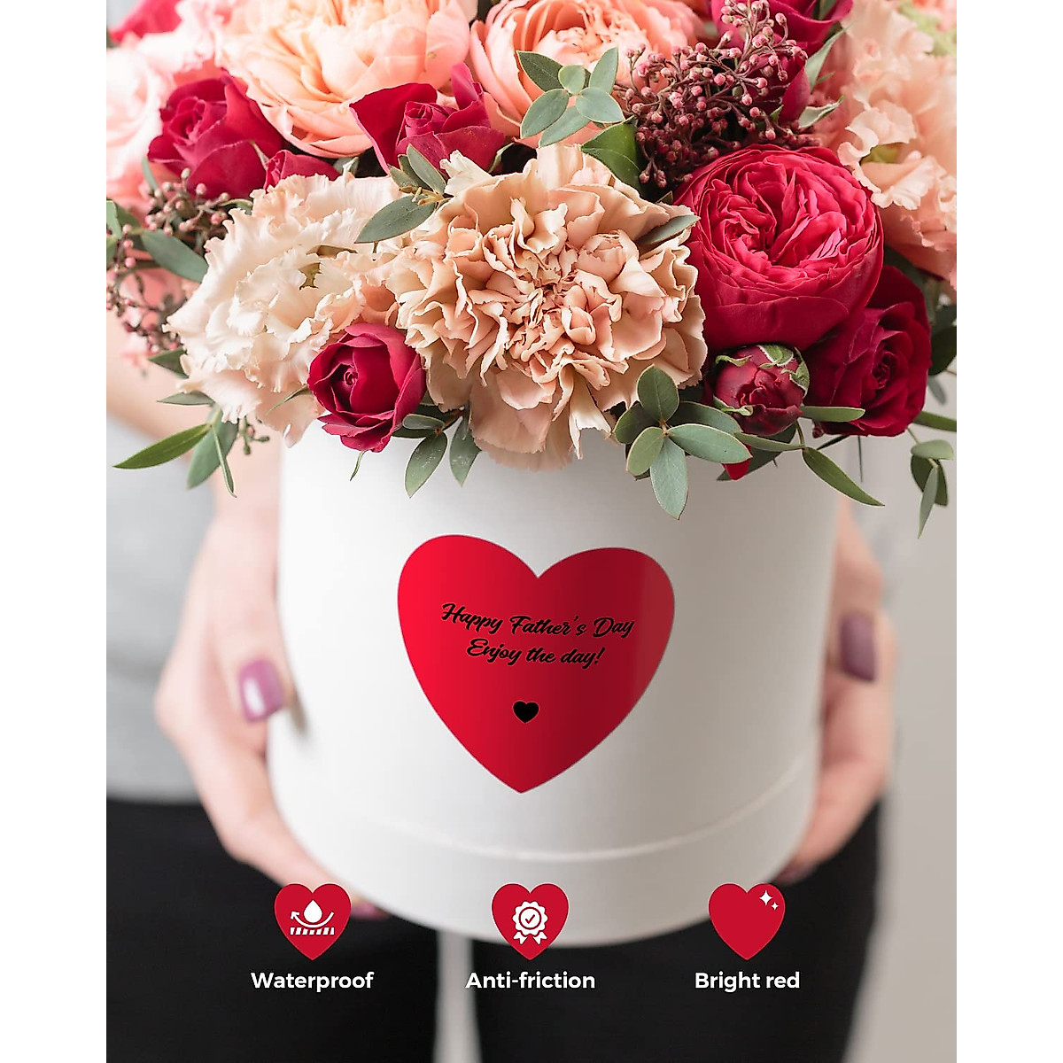 MUNBYN 3" Heart Thermal Stickers, Heart-Shaped Adhesive Sticker Labels, Red Love Thermal Labels for Gift, Wedding, Anniversary, Valentine's Day, Small Business 400 Labels/Roll