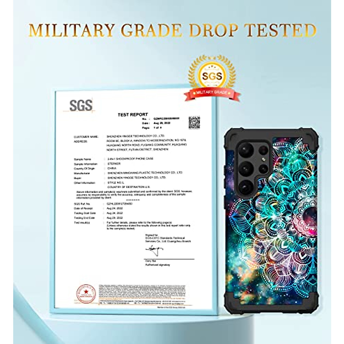 Hocase for Galaxy S23 Ultra Case, Shockproof Heavy Duty Hard Plastic+Soft Silicone Rubber Bumper Hybrid Dual-Layer Protective Case for Samsung Galaxy S23 Ultra 6.8" 2023 - Mandala in Galaxy