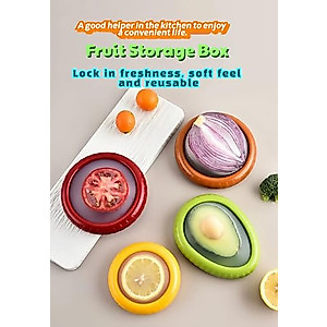 WYMZF Silicone Fruit Storage Containers, Fruit and Vegetable Anti-oxidation Storage Box for Fridge, Onion Storage and Avocado Saver Gadgets Set Ideal for Kitchen. (Mix-4set)