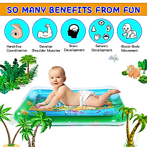 SUNSHINE-MALL Dinosaur Baby Water mat, Tummy Baby Toys, Inflatable Play Mat Water Cushion Baby Toys, Fun Early Development Activity Play Center for Newborn (70x 50 cm)