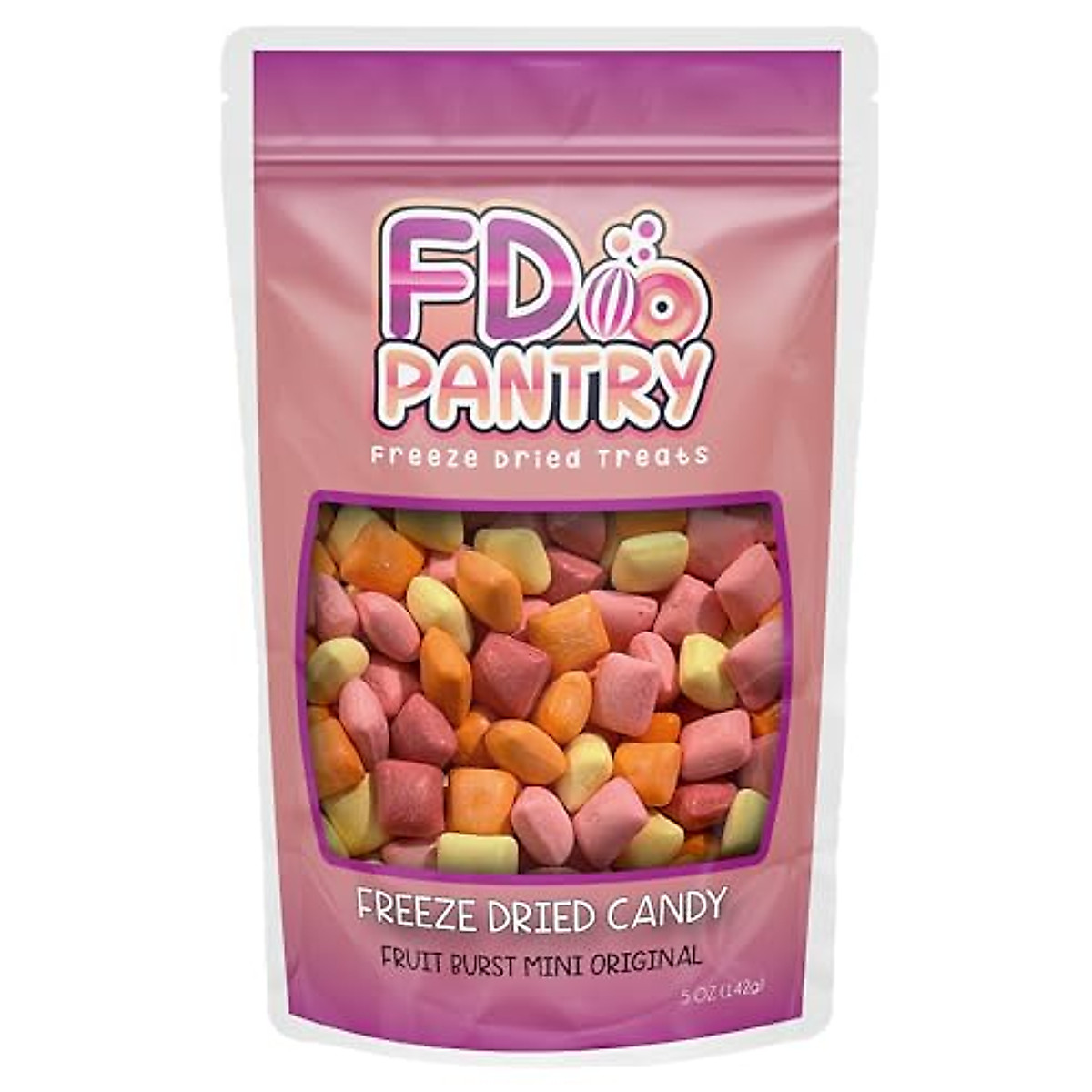 Freeze Dried Fruit Bursts Candy - Mini Original Hard Candy Mix 5oz Treat Snack Gift Bag Cherry, Strawberry, Lemon, Orange Candies Freeze-Dried Candies