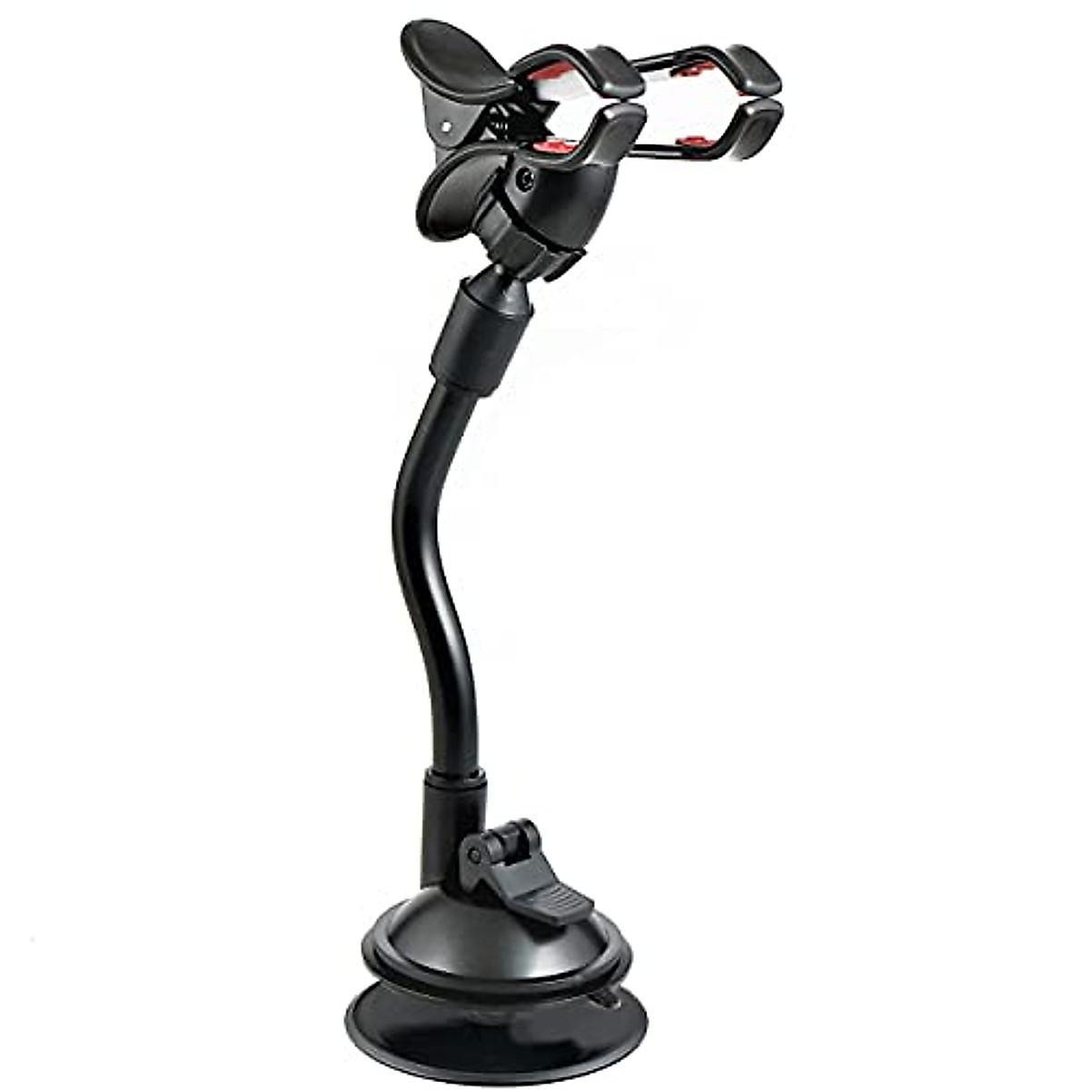 TECOTEC Suction Cup Phone Holder for Car Windshield & Dash, Extra 3M Adhesive Mounting Disk 8" Flexible Gooseneck Arm with Double Clip Mount Multi Purpose Use for Cellphones/GPS/Antenna/Dash Cam etc