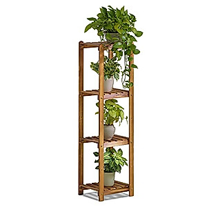 MoNiBloom Wood Plant Stand Indoor, 4 Tier Tall Plant Shelf Pot Flower Stands Display Rack Holder Outdoor, Planter Stands Shelves for Corner Living Room Balcony