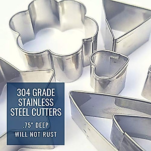 Ultra Cuisine Mini Cookie Cutter Shapes Set - 24 Small Molds To Cut Out Pastry Dough Pie Crust & Fruit - 304 Durable Stainless Steel Cutters - Cut Tiny Heart Shapes - Bake Like A Pro For A Lifetime