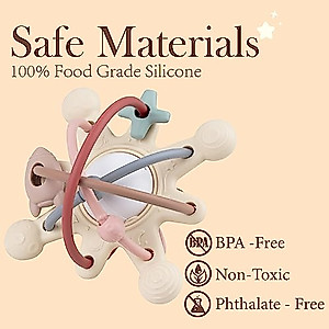 Baby Sensory Teething Toys - Baby Teether - Montessori Toys for Babies - Baby Rattles Shower Gifts for Boys Girls 0 3 6 9 12 18 Month 1 One Year Old Infant Newborn Toys - Baby Travel Toys