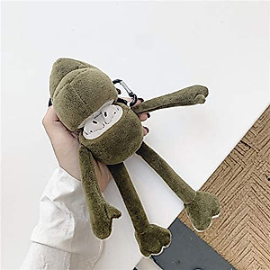 UR Sunshine Case Compatible with AirPods 1/2, Super Cute Creative Plush Style Stuffed Green Frog Earbud Case, Bag Pendant Hard PC Earphone Protection Cover Skin for AirPods1&2 +Hook