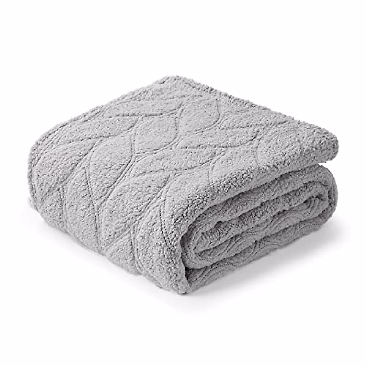 Cozy Bliss Leaf Textured Thin Sherpa Throw Blanket, Super Soft and Lightweight Fleece Blanket for Couch, Sofa and Bed, Thin, Cozy, Fuzzy and Decorative Blanket (Grey, 60"x80")