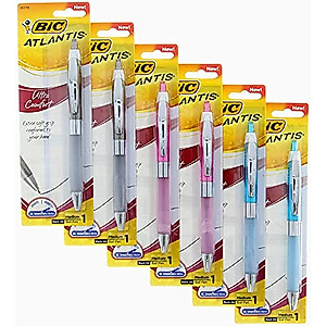 BIC Atlantis Ultra Comfort Ballpoint Pens, Assorted Barrels, 6 Count (Pack of 1)