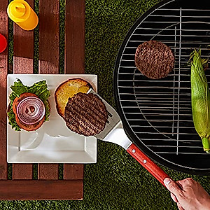 RSVP International Endurance BBQ Grill Spatula Flipper, 18" | Flip Burgers & Other Food w/ Long Handle that Keeps Hands Safe from Fire | Made from Stainless Steel & Rosewood