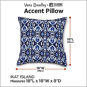 Vera Bradley by Classic Accessories Water-Resistant Outdoor Throw Pillows, 18 x 18 x 8 Inch, 2 Pack, Ikat Island