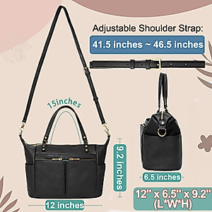 MOMINSIDE Small Diaper Bag Tote, Mini Diaper Bag Purse with 13 Pockets, Leather Crossbody Diaper Bag, Diaper Clutch Organizers,2 Insulated Pockets(Black)