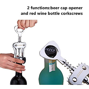 New Upgraded 2021: Classic Wing Corkscrew Wine Opener / Premium, Multi-functional, Restaurant Professional Waiter and Bartenders Best Wine Bottle opener. The Wing Corkscrew Double Hinged Wine Opener