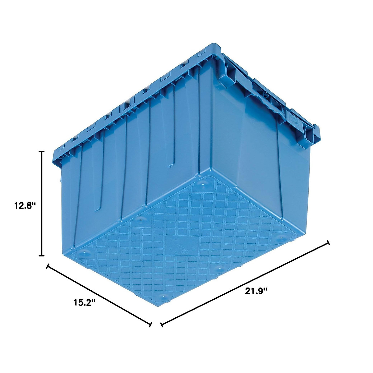 Monoflo Global Industrial Plastic Distribution Container With Hinged Lid, 21-7/8x15-1/4x12-7/8, Blue