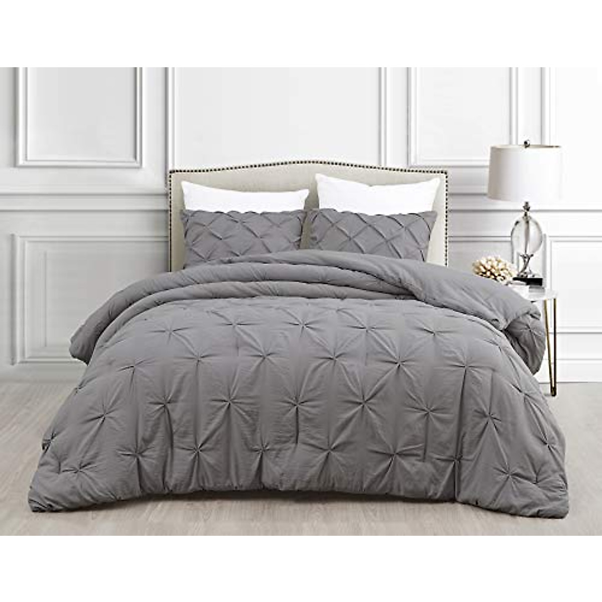 Cozie Mari Ultra Soft Stone Washed Comforter Set, Grey, King