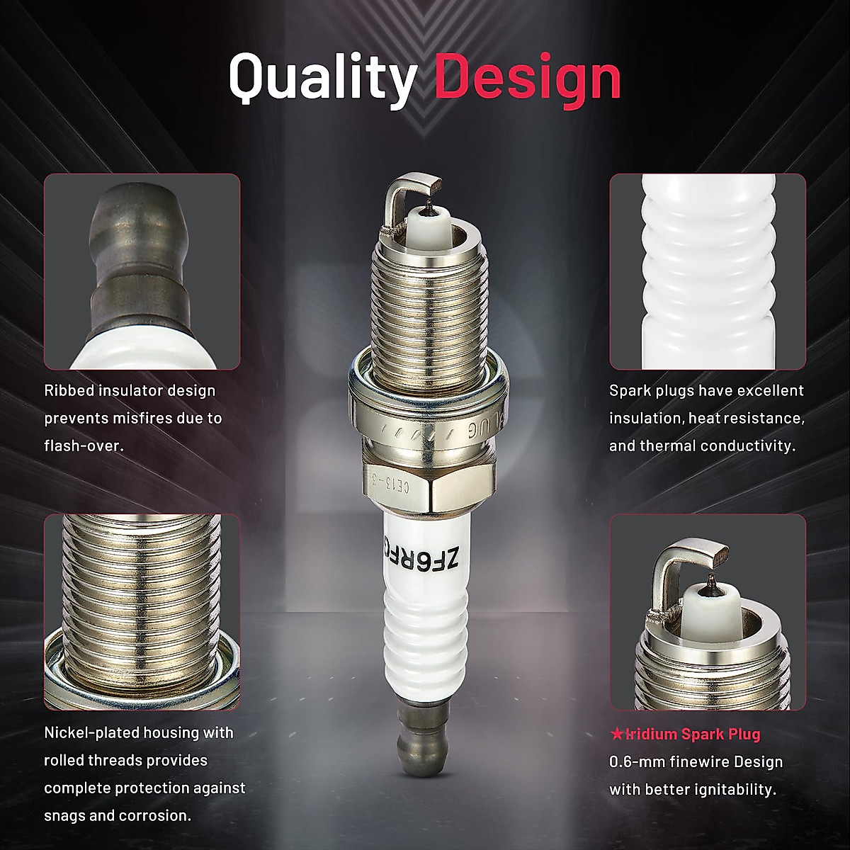 BDFHYK Set of 6 Iridium Spark Plug Compatible with Acura BMW Dodge Honda Jeep Mazda Ram 2.3L 2.5L 3.0L 3.2L 3.5L 3.7 L6 V6 Engine Replacement for 5358 ZFR6FIX-11 6441