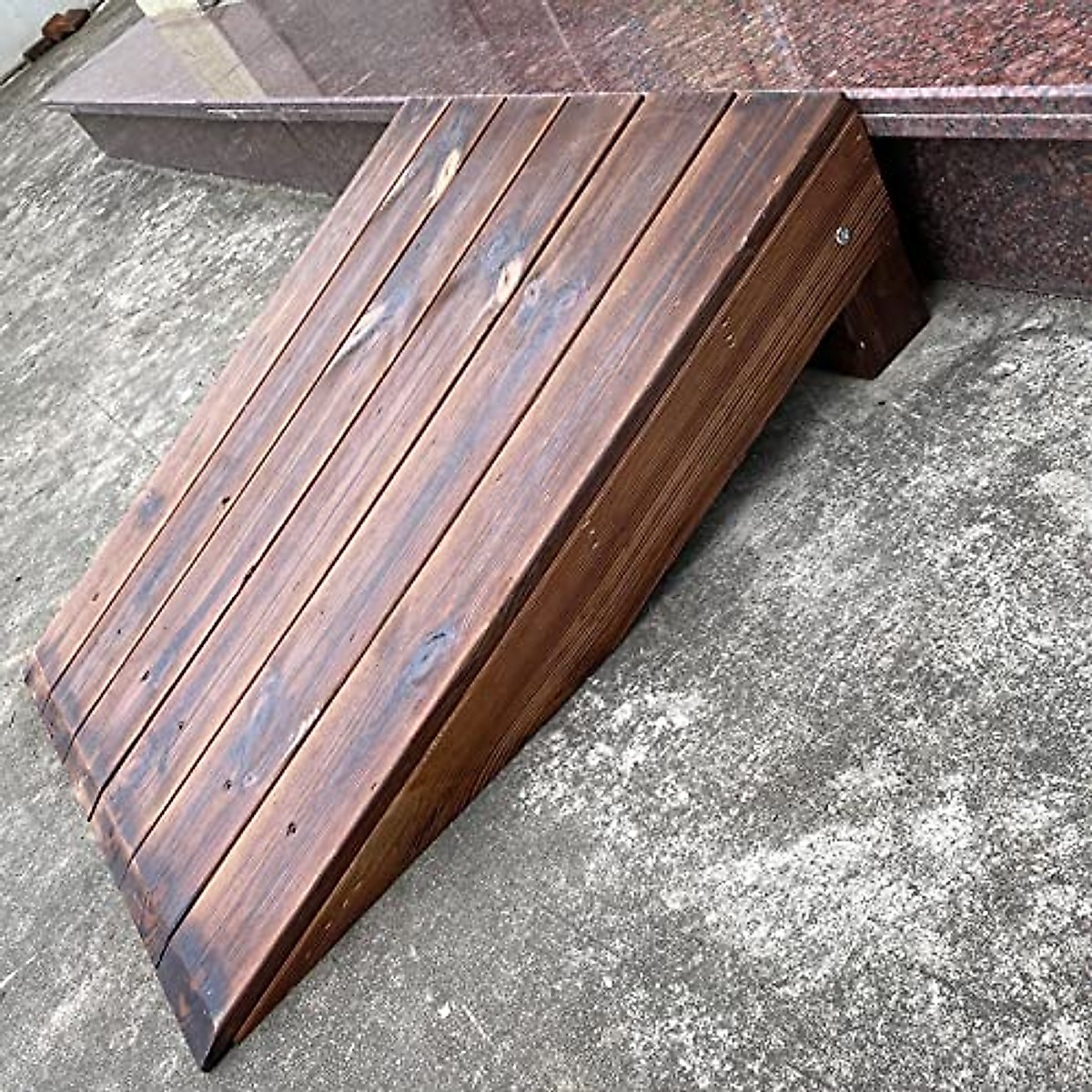 GUENZO Threshold Ramp, Wheelchair Ramps for Thresholds Curb Steps, Wood Heavy Duty Transition Ramp for Patio Door Back Yard Home, Anti-Slip Surface (Size : 90x70x19cm/35.4x27.5x7.5in)