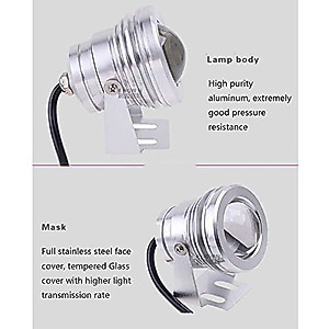 TWXG Waterproof IP68 Pool Light LED 12V/24V Underwater Light Spot Light for Swimming Pool Fountains Pond Water Garden Aquarium Rotatable Landscape Light,10W