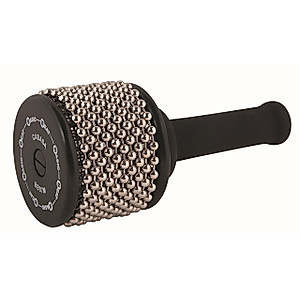 Basic Beat BB07M Mini Cabasa - Medium Sound Authentic Steel Chain Instrument with Wooden Handle - Black, 7.5" Length - Ideal for Students & Adults