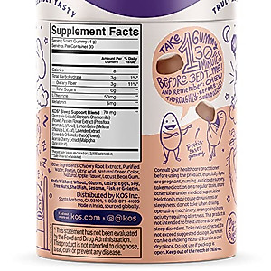 KOS Sleep Gummies - Sugar & Gelatin Free Sleep Aid Gummies for Adults - 50mg L-theanine & 6mg Melatonin Gummies - Individually Wrapped, Plant-Based Formula for a Restful Sleep - 30 Day Supply