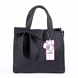 Women’s Tote Purses and Handbags Bow Tie Leisure Top-Handle Cross-body Shoulder Bags (Black)