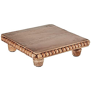 Mud Pie Beaded Wood Trivet, 8" x 8", Brown