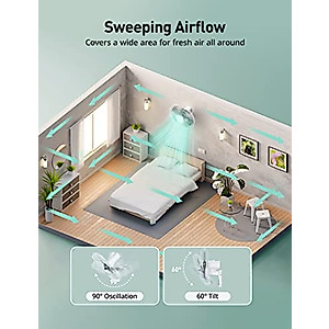 PARIS RHÔNE Wall Mount Fan, 16 inch Wall Fan with 5-Blades, 5 Speeds, 20ft Remote Control, Wide 90-Degree Oscillation, 8 Hour Timer, Quiet Operation, Fans for Bedroom, Kitchen, Study & Home Gym