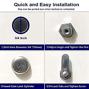 PRIZOM 6 Pcs Mailbox Lock, 5/8Inch Cabinet Locks and Cam Locks for Toolbox Keyed Alike, Secure Drawer and File Cabinet