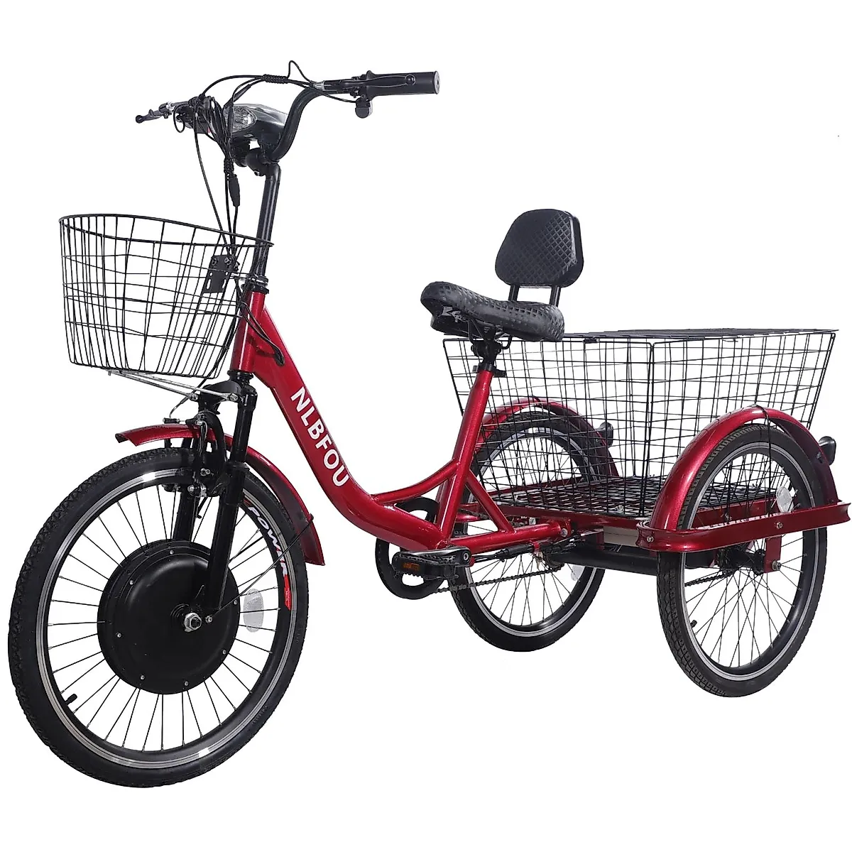 NLBFOU 22" Electric Trike,Electric Tricycle for Adult,350W Motor, 48V 13AH UL Certified Removable Lithium Battery ebike,3 Wheels Electric Bicycle with Large Basket for Men Women Senior
