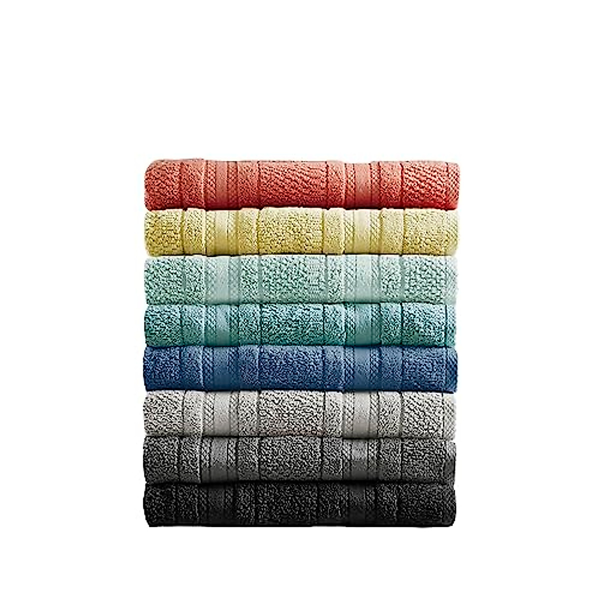 Madison Park Essentials Adrien 100% Cotton Soft Bathroom Towel Set, Highly Absorbent, Zero Twist, Quick Dry, Include 2 for Shower, 2 Hand & 2 Facial Wash Cloth, Multi Sizes, Seafoam 6 Piece